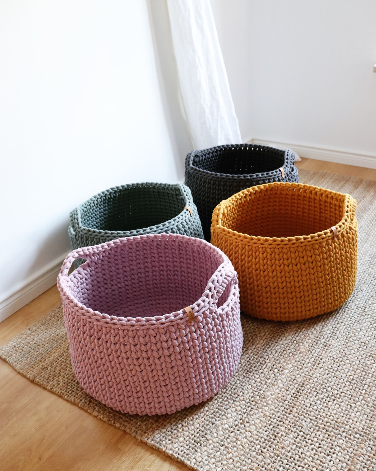 Large Standing Basket With Handles, Massive Crochet Organizer for ...
