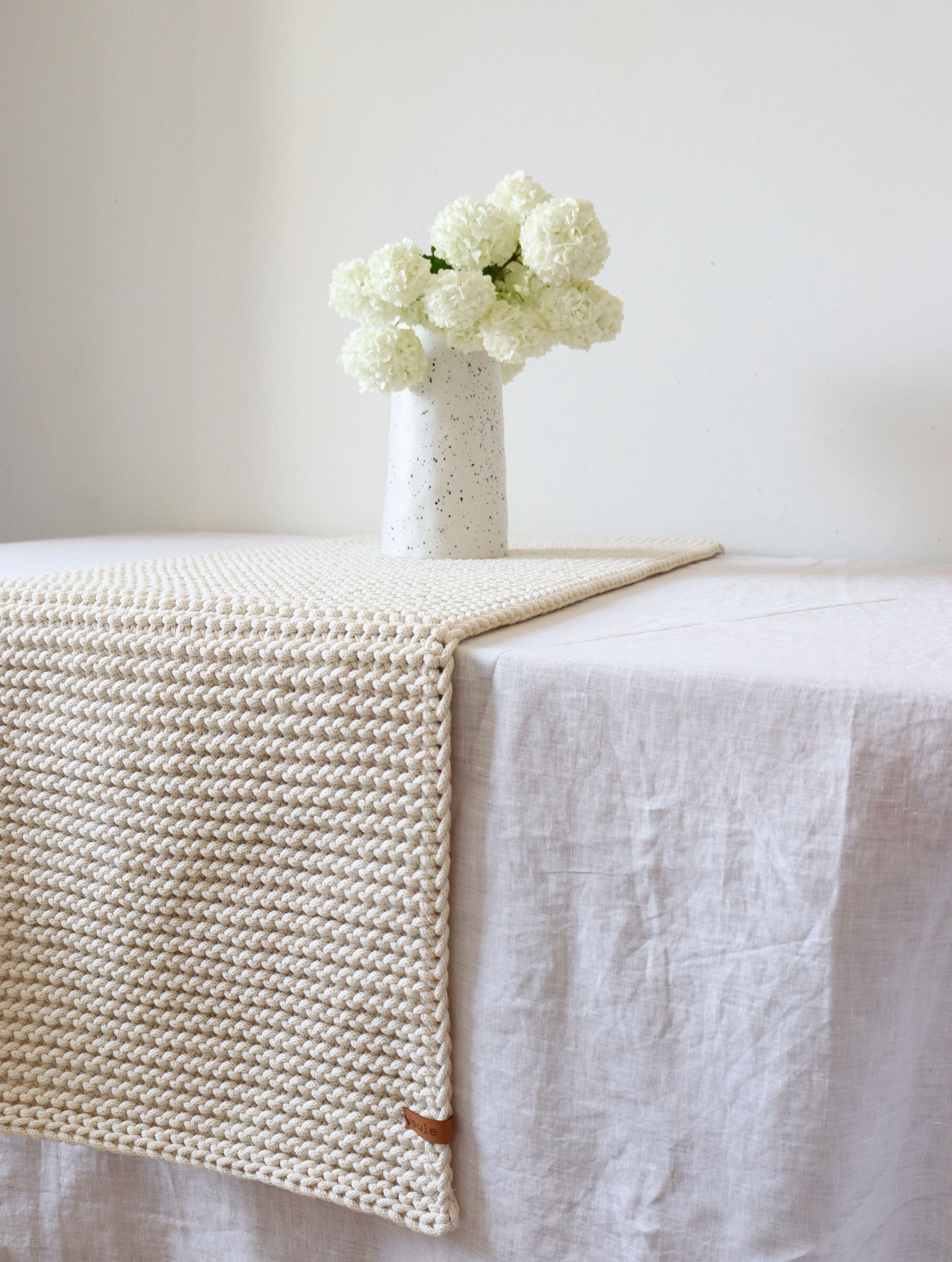Modern Table Runner in Cream, Handwoven Table Runner for Wedding ...