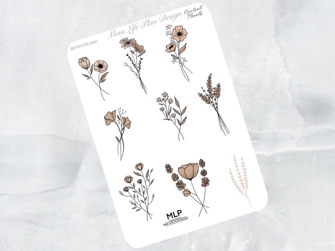 NEUTRALMINIMAL Floral Printable STICKERS Decorative - Etsy Australia