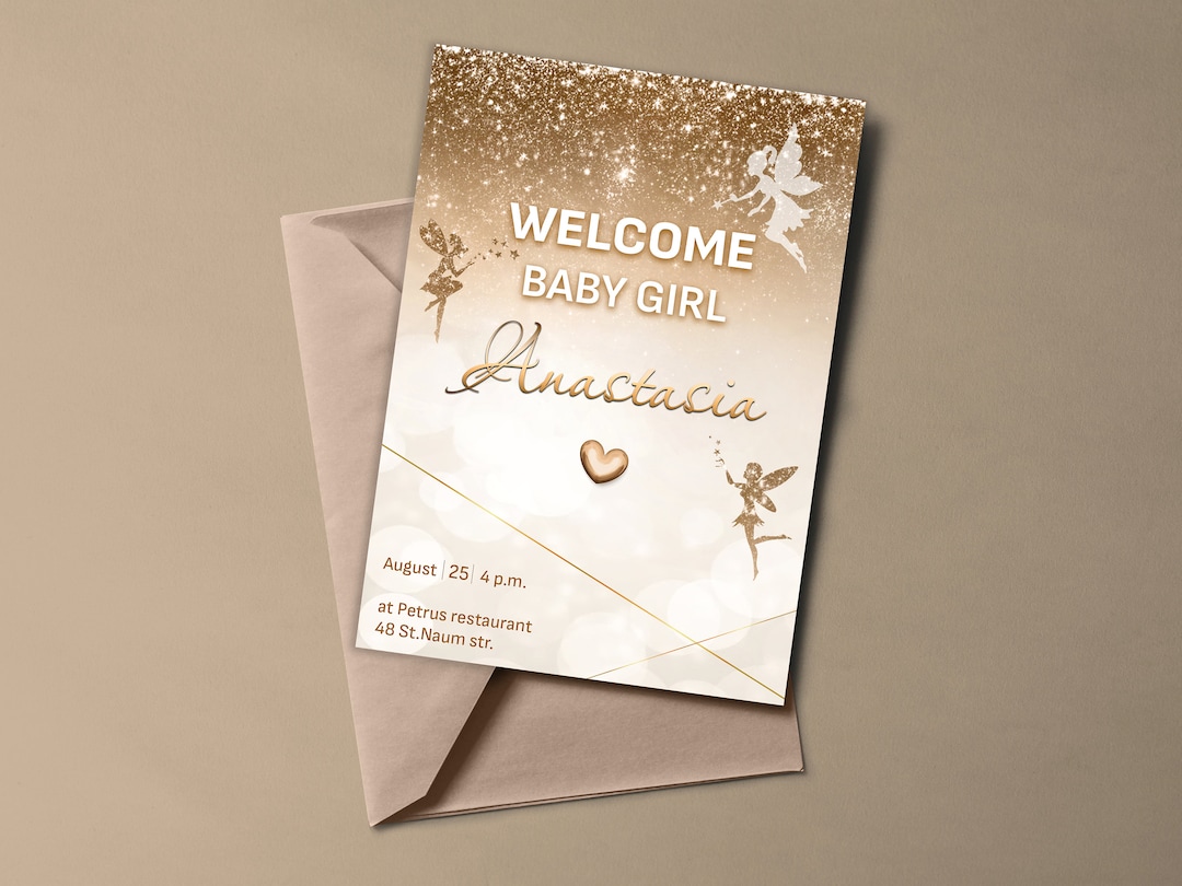 Customized Welcome Baby Party Invitation Card Twinkle Golden Sprinkle ...