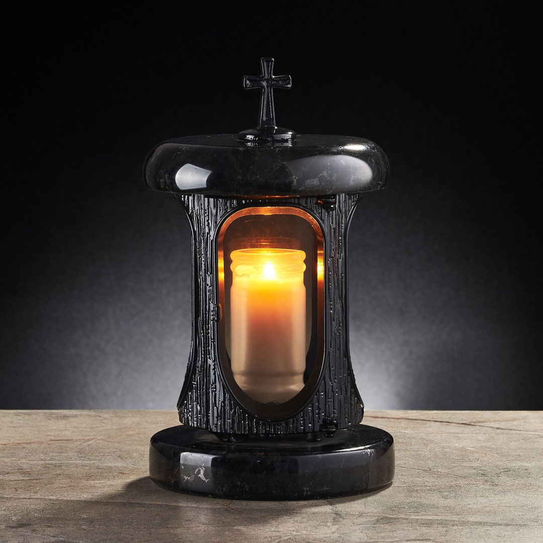 Labradorite Memorial Lantern, Candle Holder for Tombstone, Memorial ...