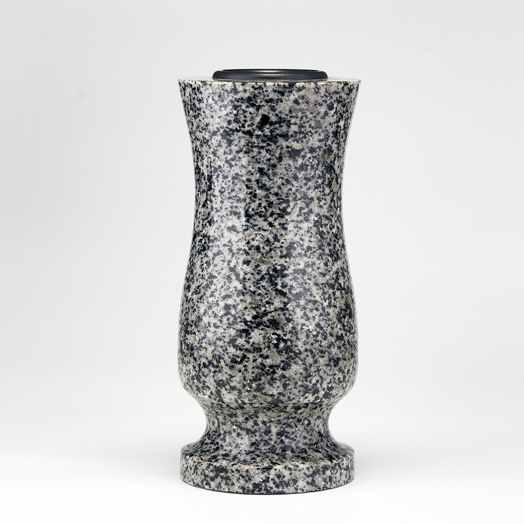 Cemetery Vase for a Grave. Gray Granite Cemetary Vases. Memorial Vase ...