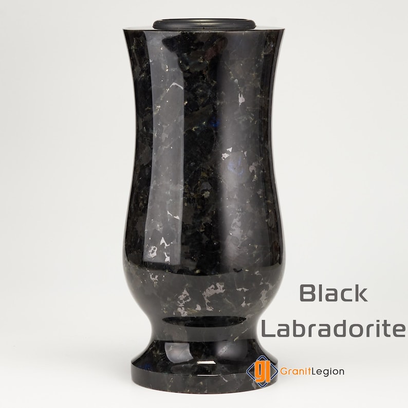 Cemetery Vase for a Grave. Gray Granite Cemetary Vases. Memorial Vase ...