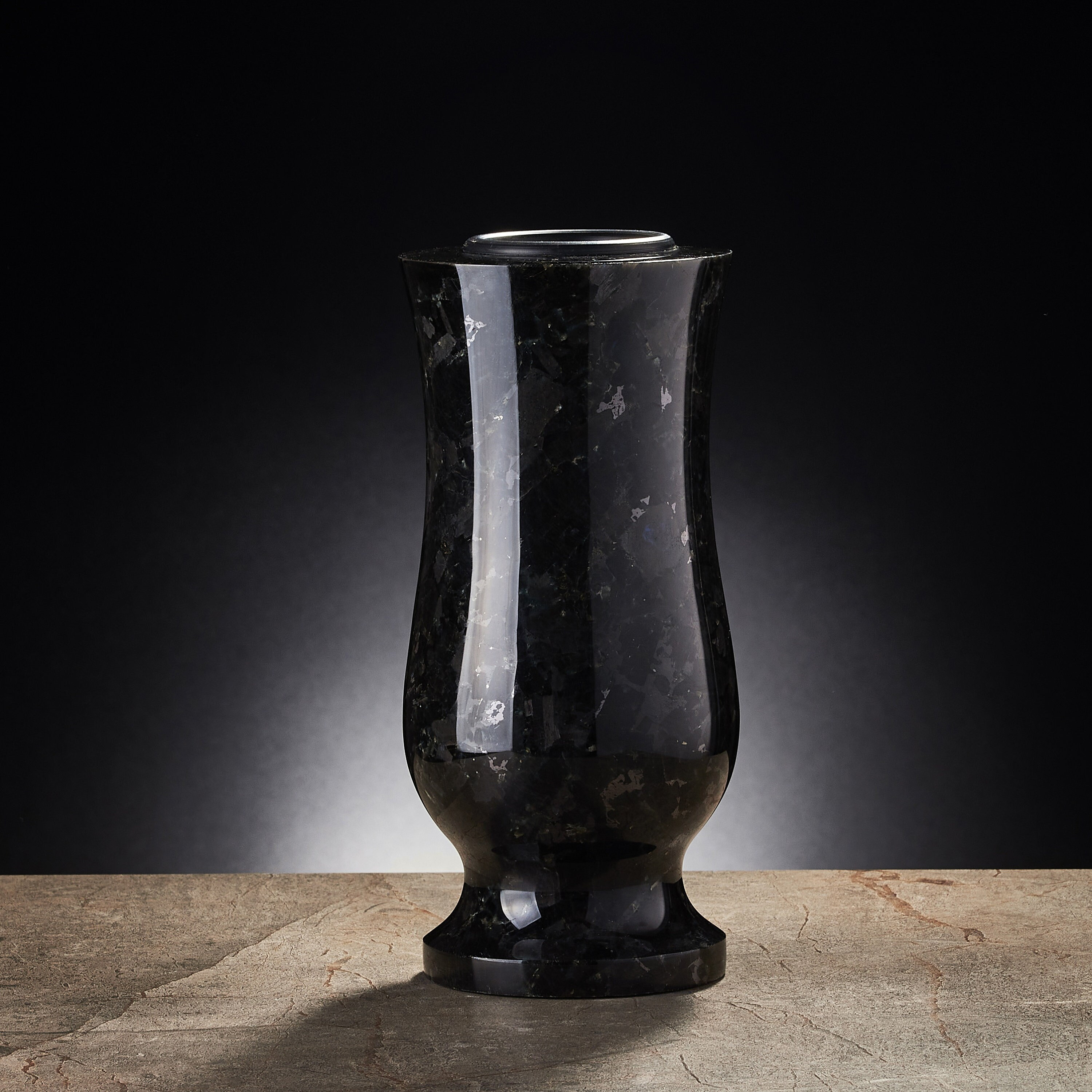 Memorial Vase for Headstone. Black Cemetery Vase. Granite Memorial Vase ...