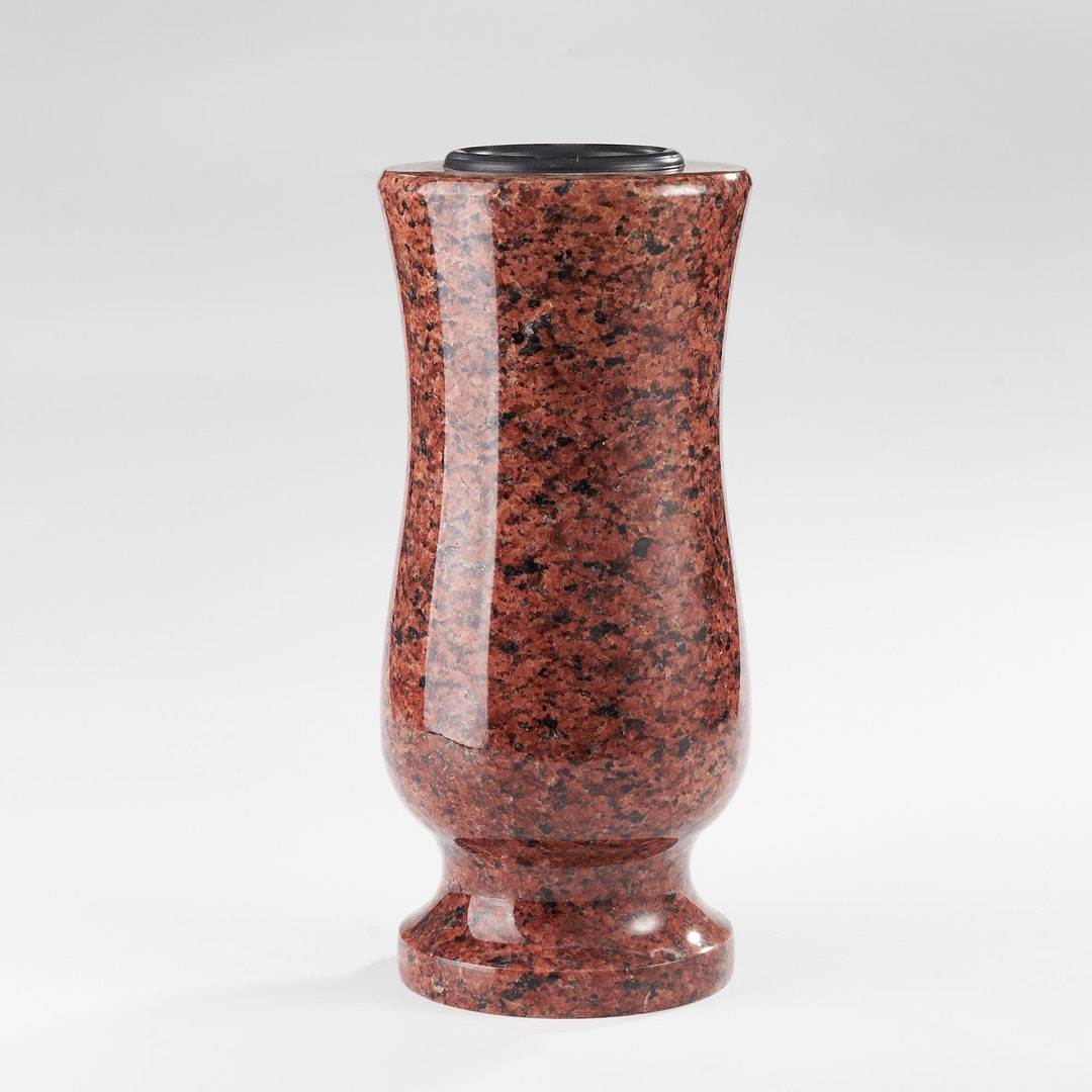 Red Granite Vases for Graves. A Grave Stone Vase for a Cemetery ...