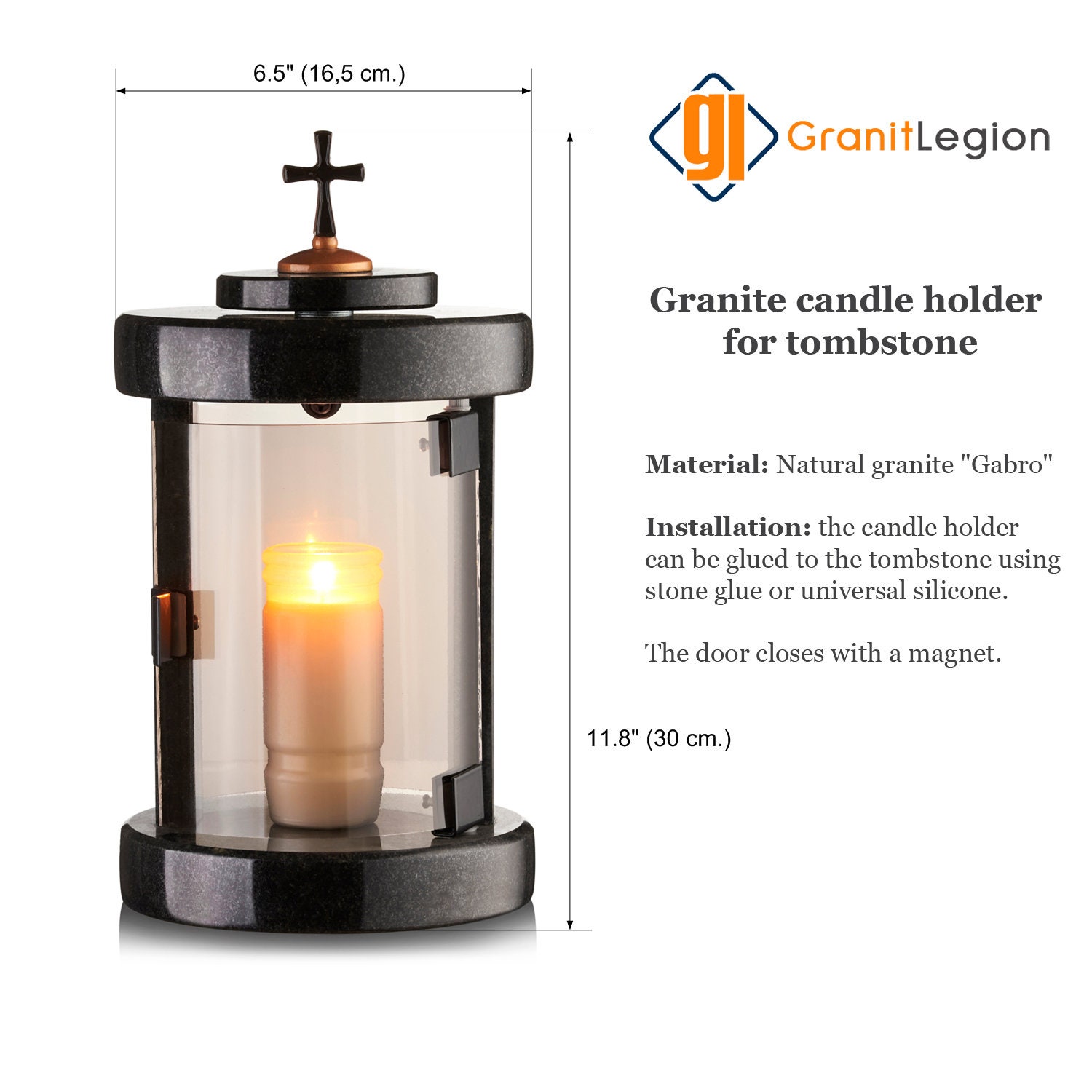 Granite Candle Holder for Tombstone, Memorial Candle Holder, Tombstone ...