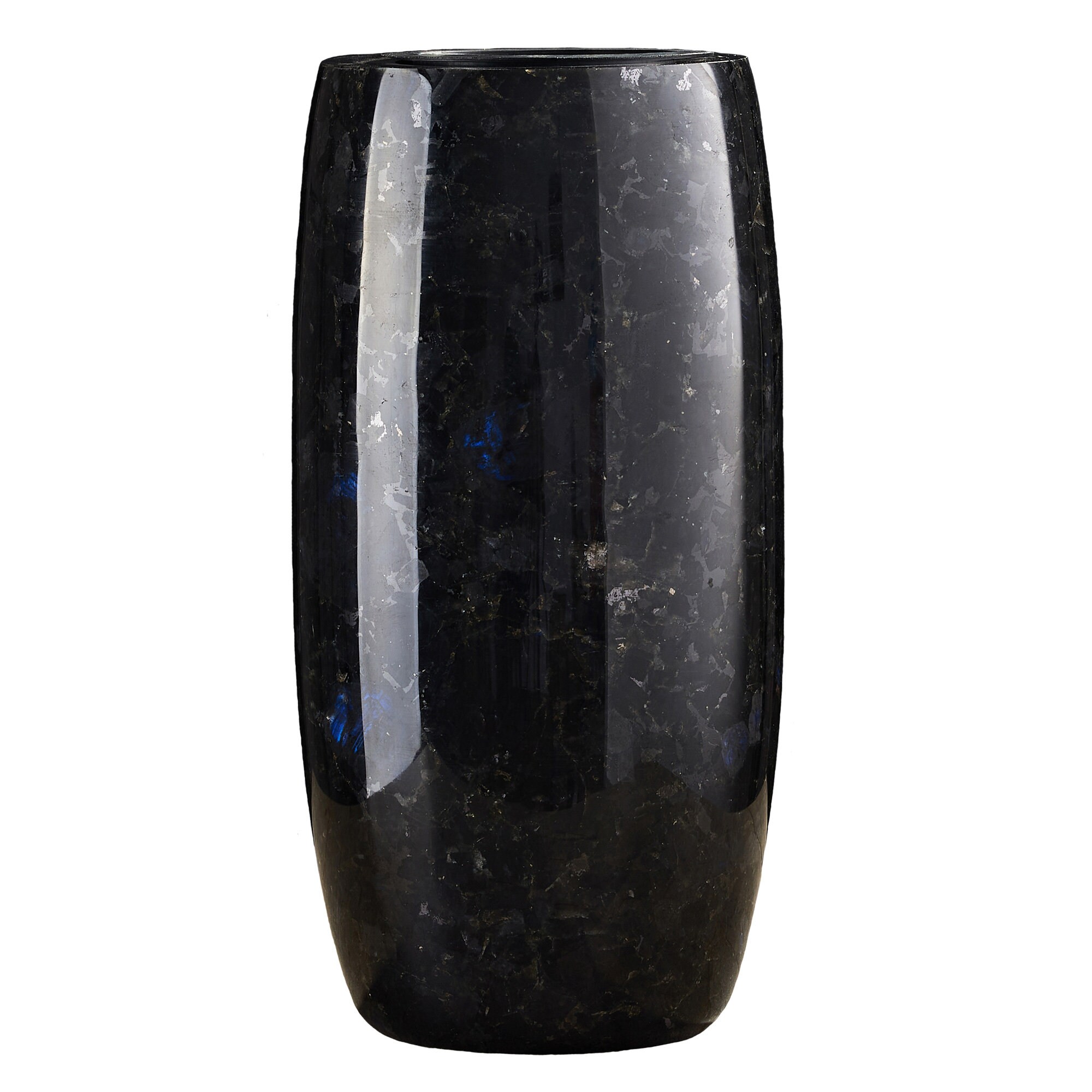 Labradorite Memorial Vase on the Grave, Stone Vase for Tombstone, Black ...