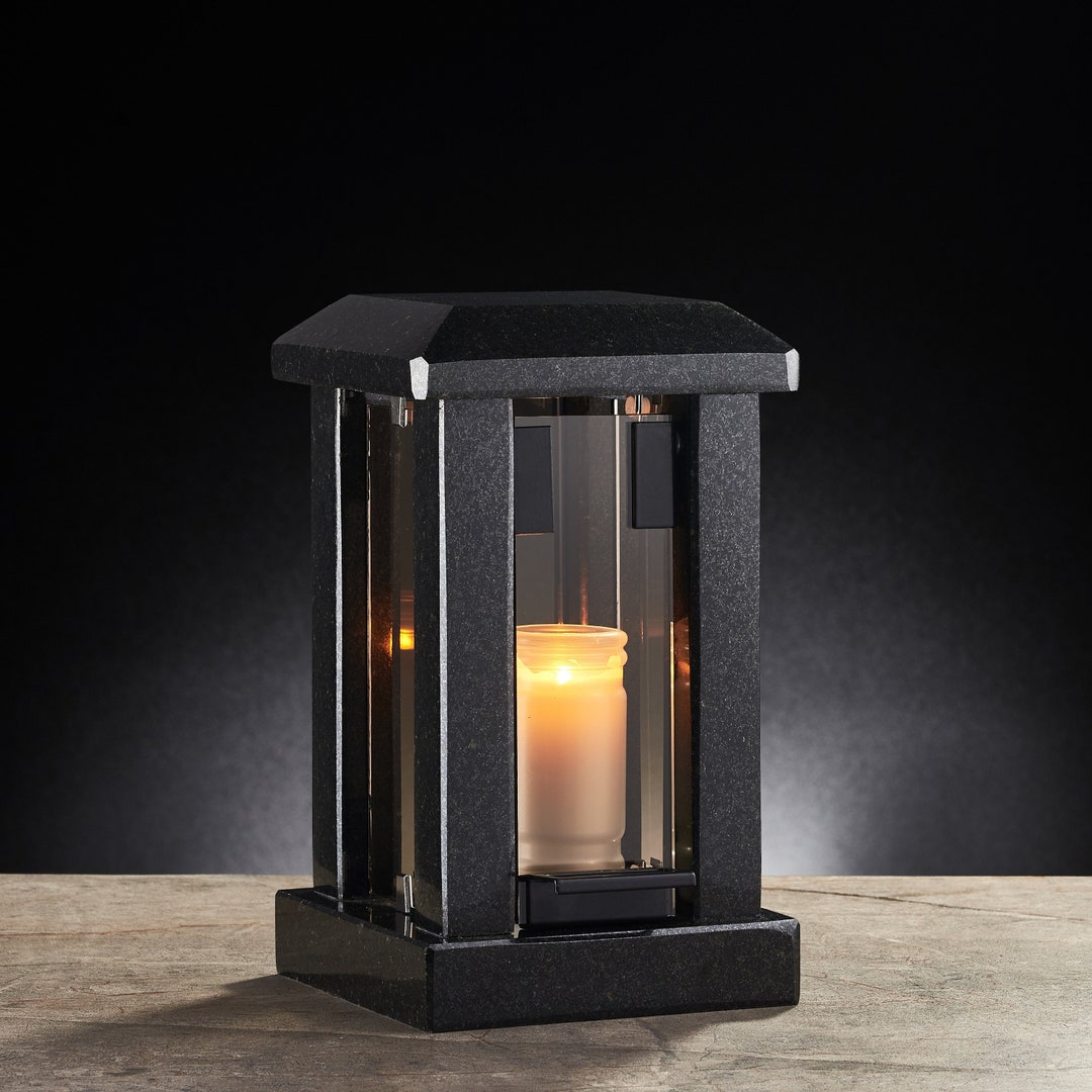 Granite Candle Holder for Grave. Memorial Candle Holder. Tombstone Candle Sconce. Memorial ...