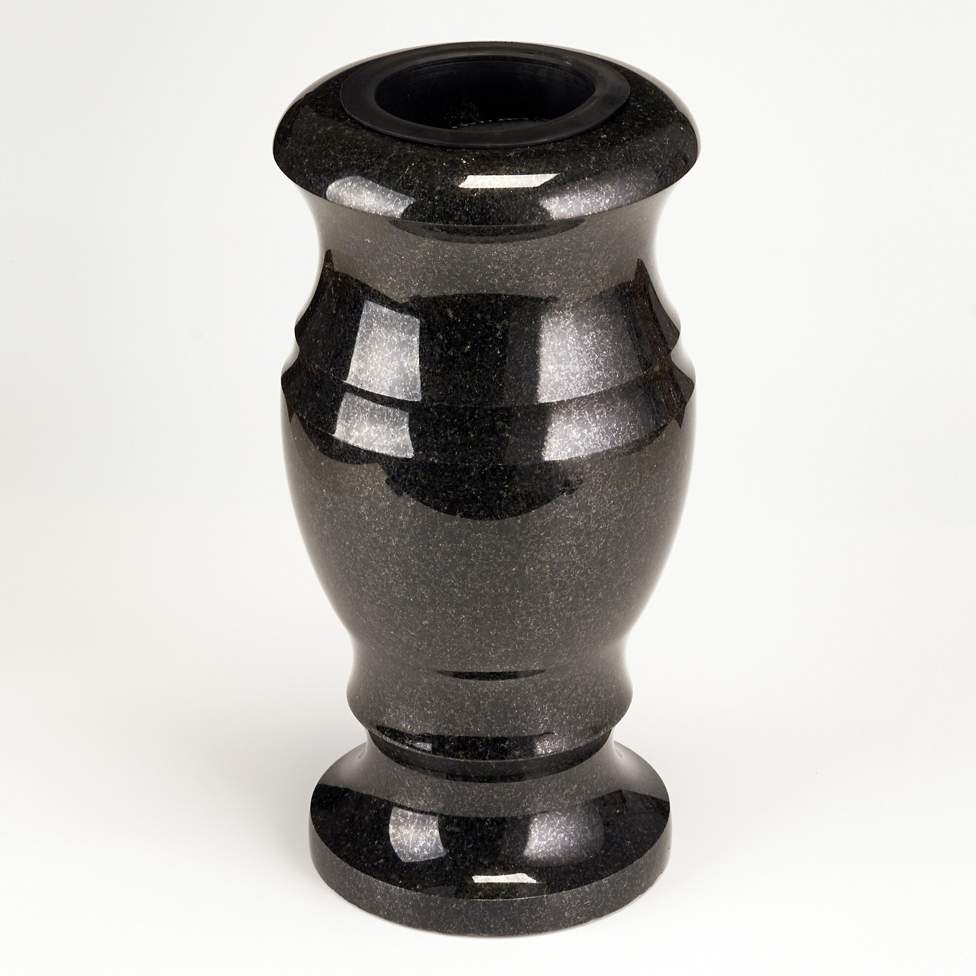 Cemetery Vases on the Grave. Stone Vase for a Tombstone. Black Granite ...