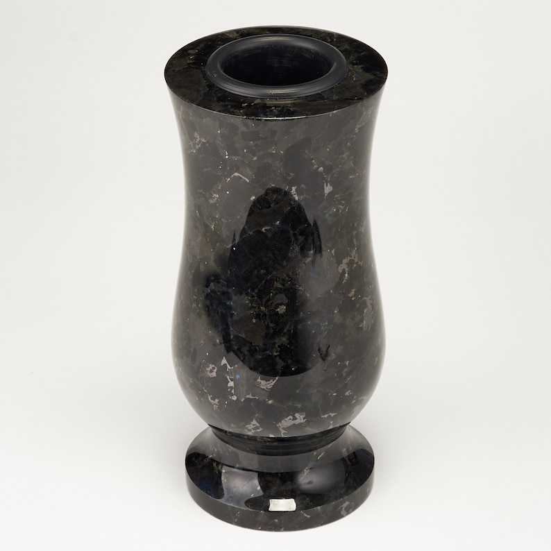 Memorial Vase for Headstone. Black Cemetery Vase. Granite Memorial Vase ...