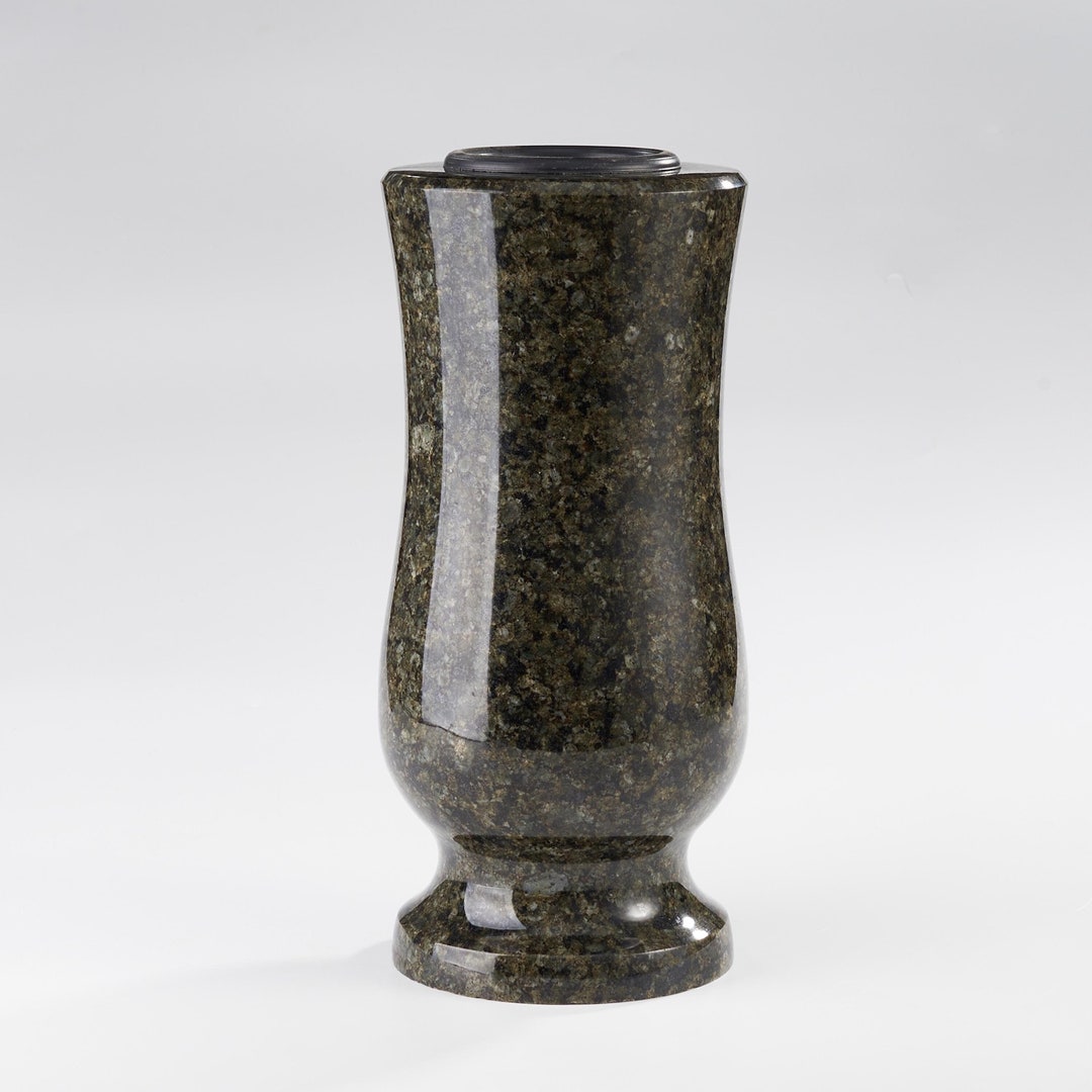 Stone Vase for Graves. Round Stone Vase Made of Granite. Funeral Vases ...