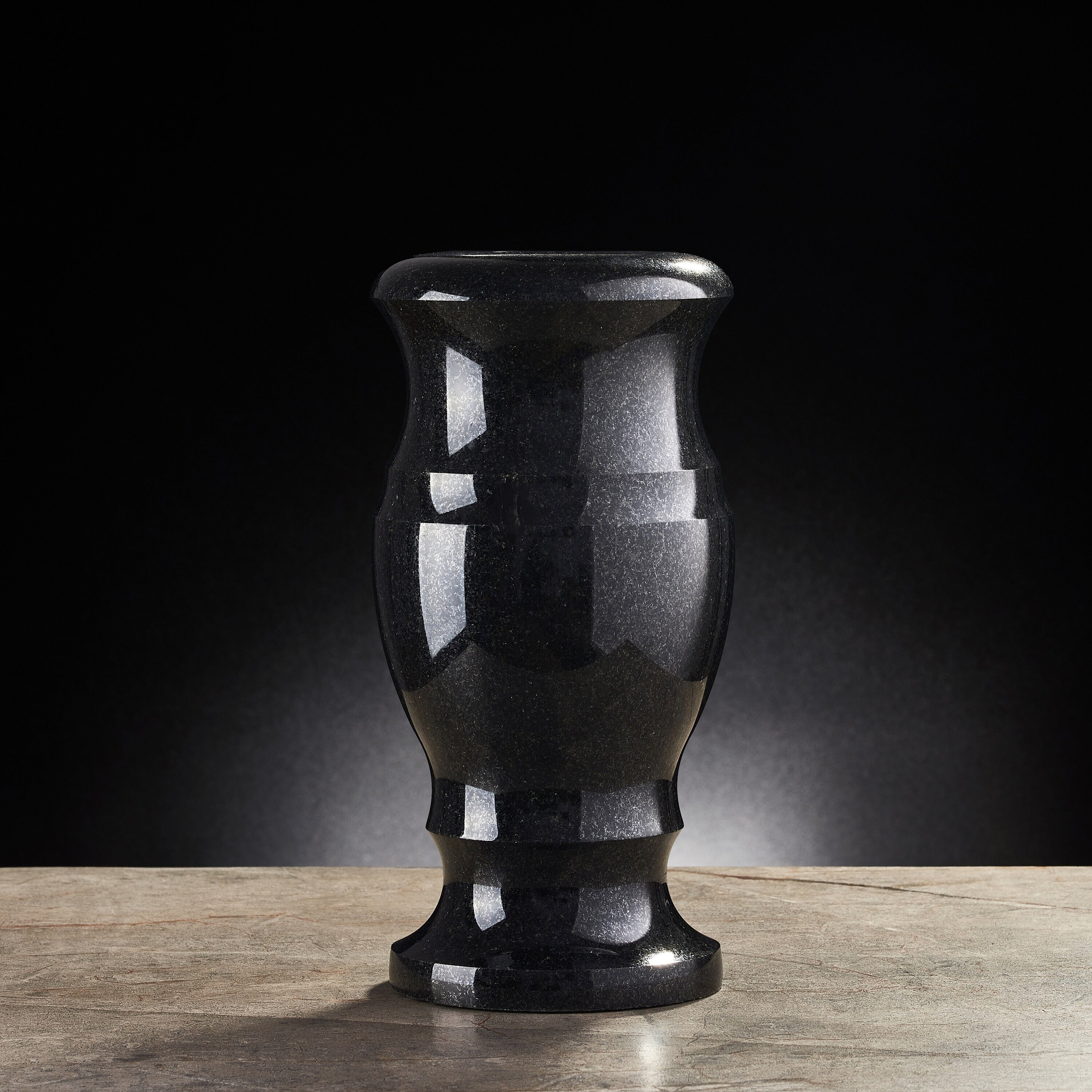Cemetery Vases on the Grave. Stone Vase for a Tombstone. Black Granite ...