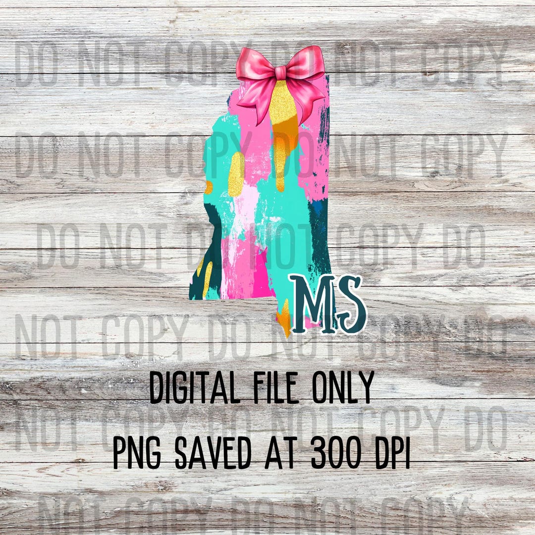 MISSISSIPPI Brush Stroke Croquet Bow Png - Etsy