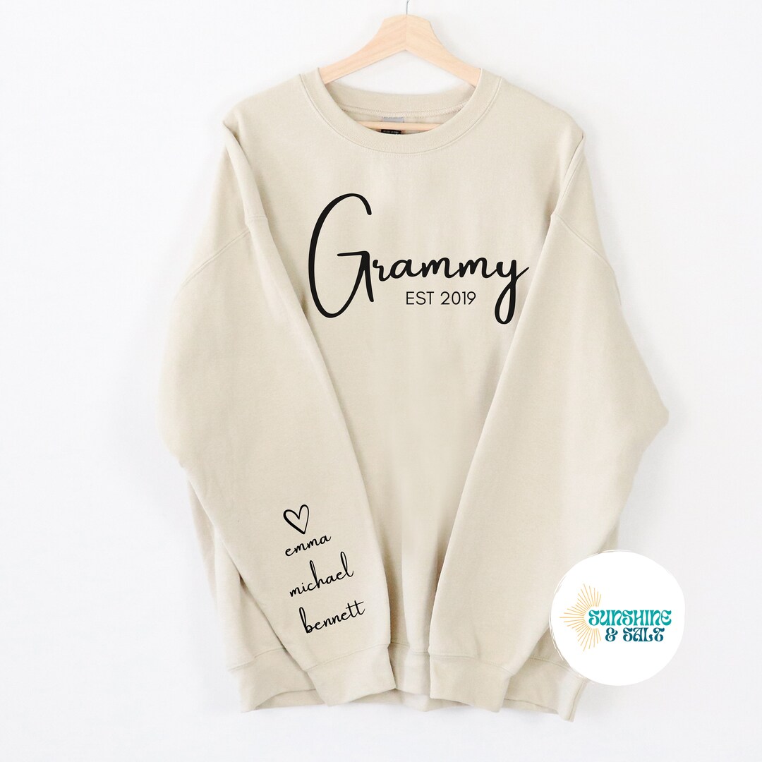 Personalized Grammy Sweatshirt With Kids Names Sleeve Custom - Etsy