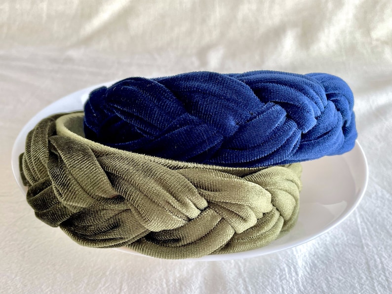 Gray Velvet Headband,braided Padded Hair Band,vintage Headband,unique ...