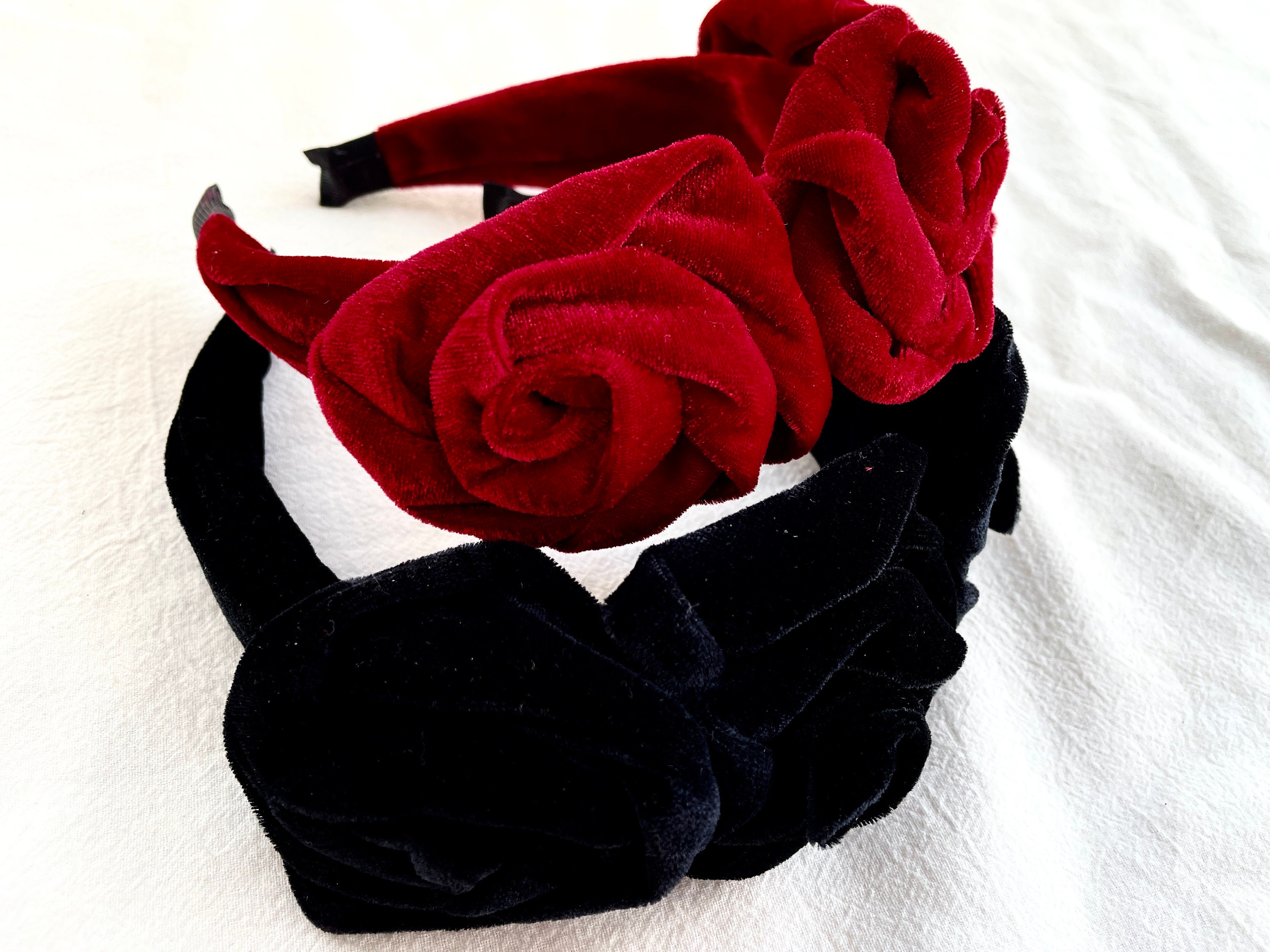 Passionate Red Rose Headband,delicate Velvet Headwear,women Fashion ...