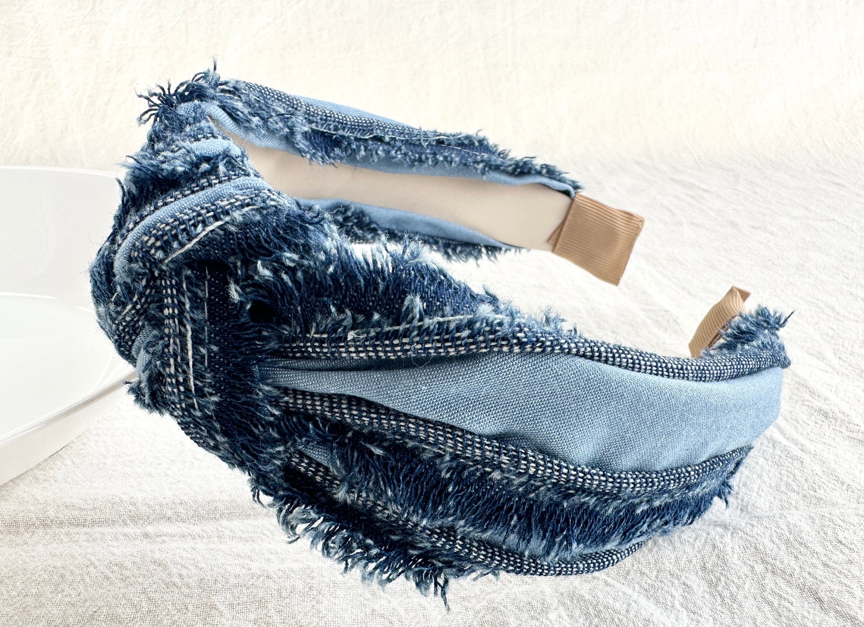 New Fashion Raw Edge Denim Headbands,knot Headband,wide Headband,turban ...