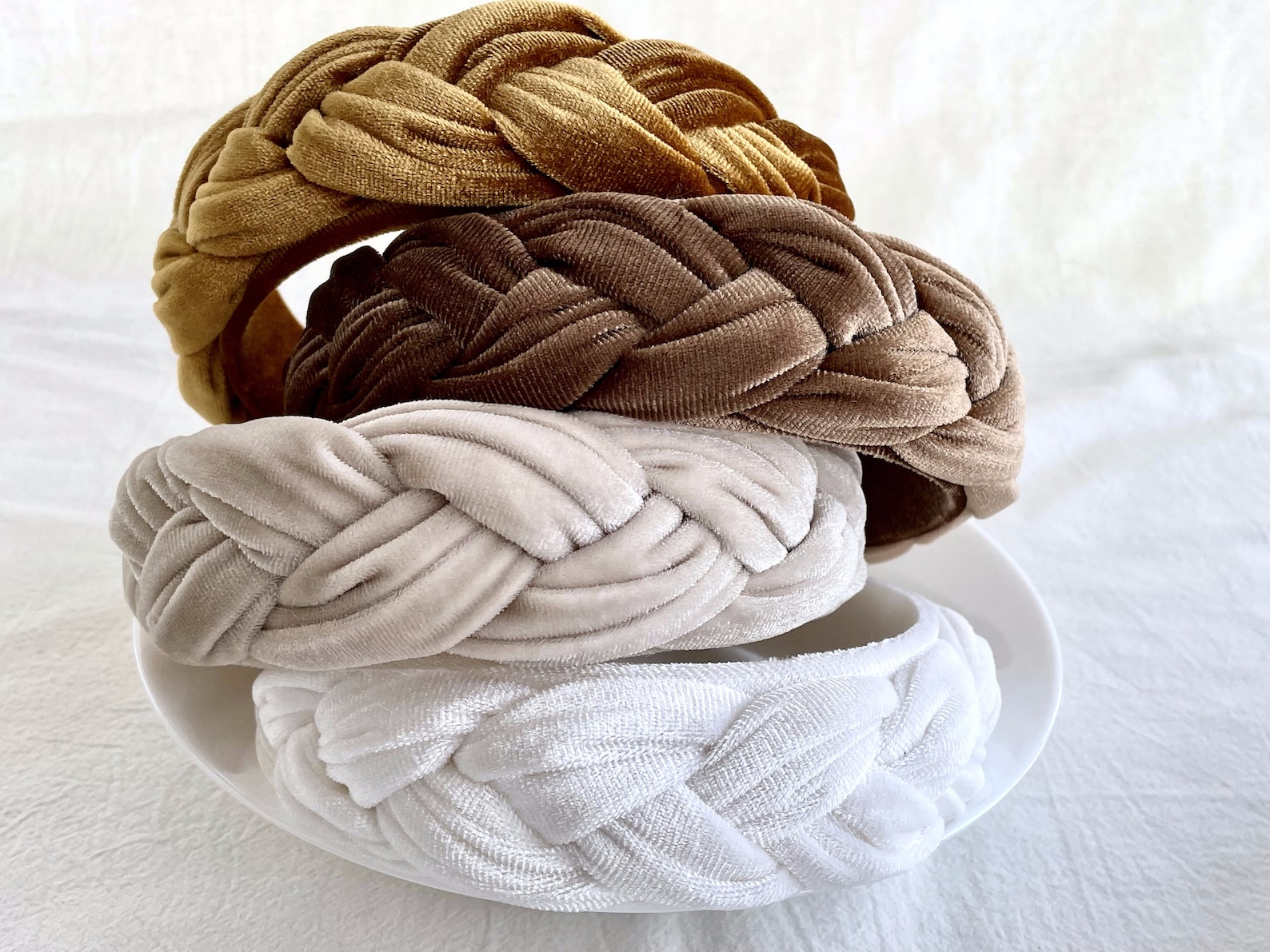 Gray Velvet Headband,braided Padded Hair Band,vintage Headband,unique ...