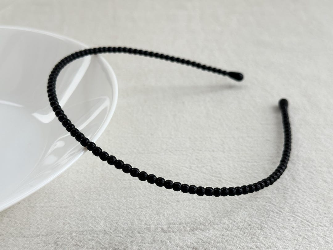 Black Beaded Headband,bridal Pearl Headband,thin Pearl Headband,trendy ...