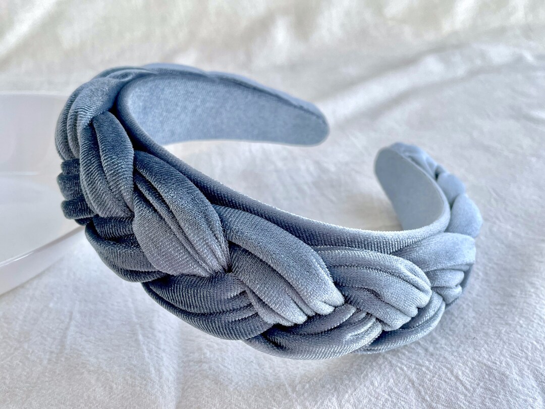 Gray Velvet Headband,braided Padded Hair Band,vintage Headband,unique ...