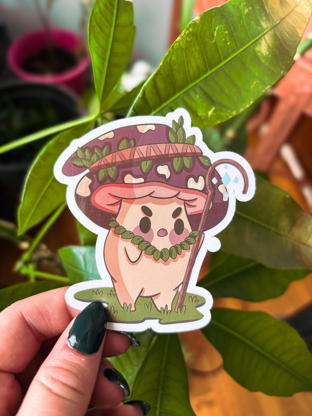 Cute Angry Mushroom Druid Sticker | Waterproof Vinyl Fantasy Sticker ...