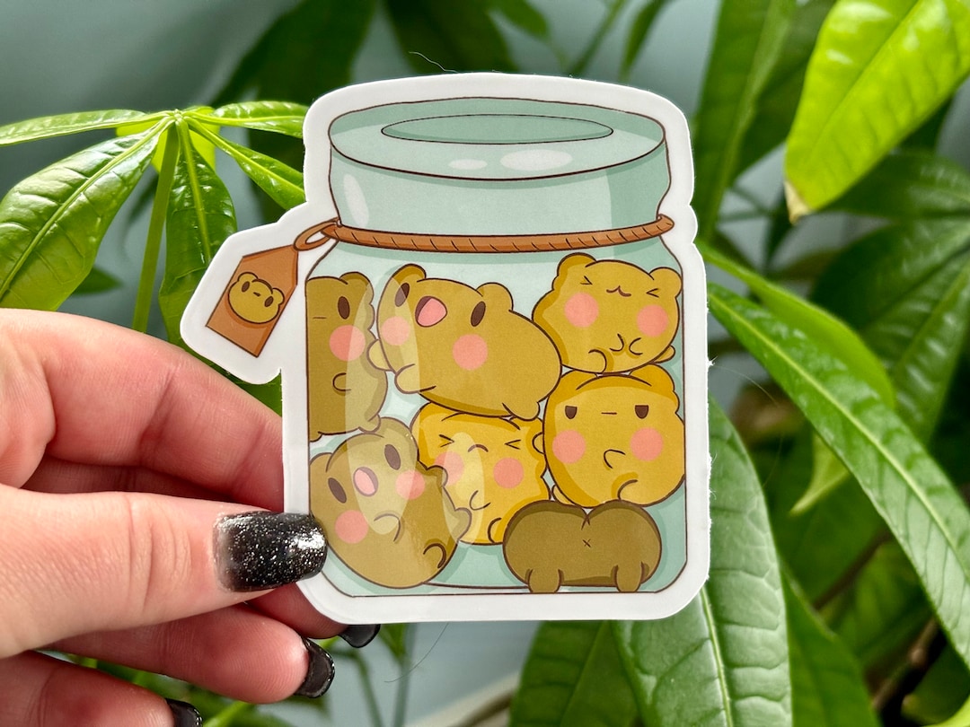 Kawaii Frog Jar Sticker | Waterproof Vinyl Decal - Etsy
