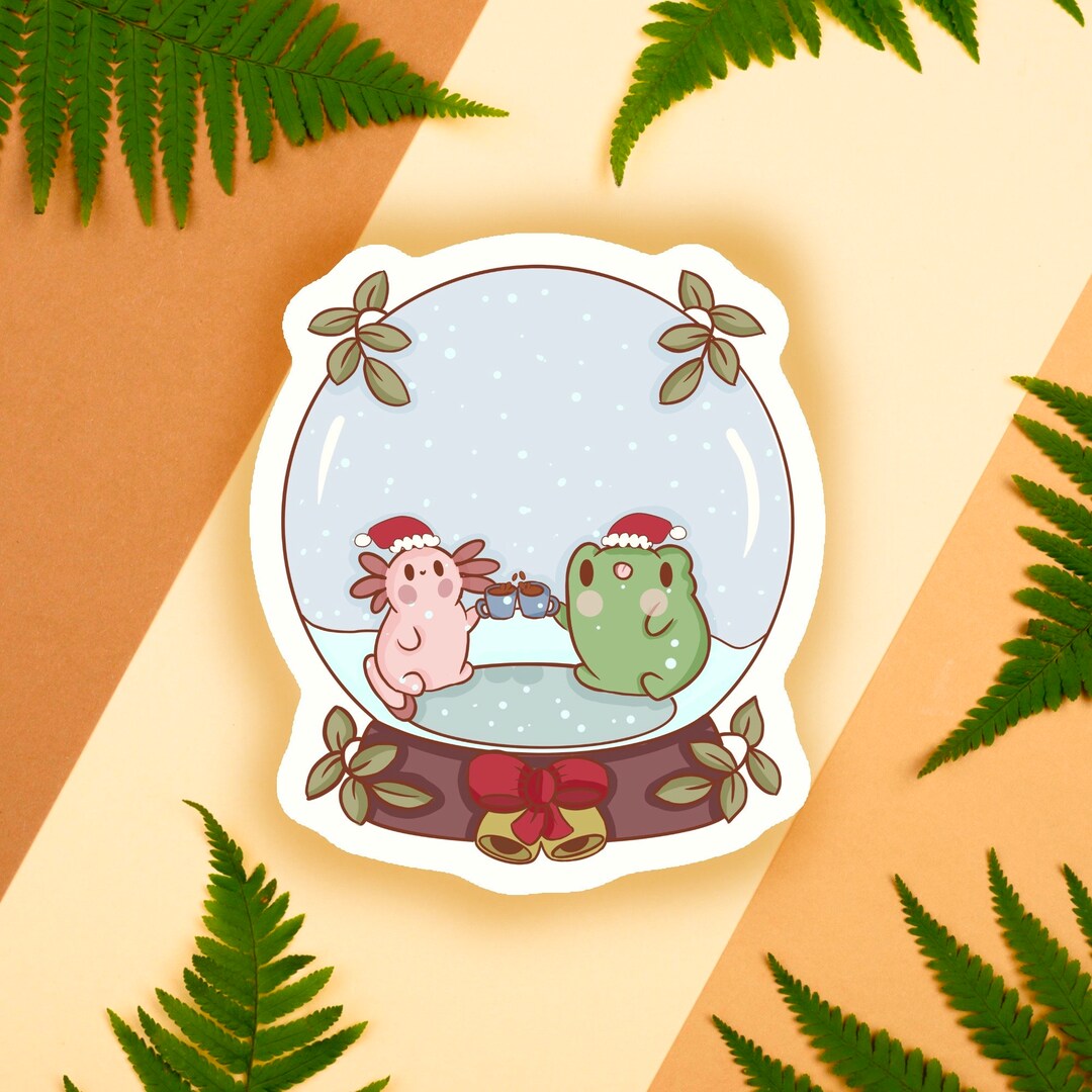 Froggy Snow Globe Sticker Cute Frog and Axolotl Friends - Etsy