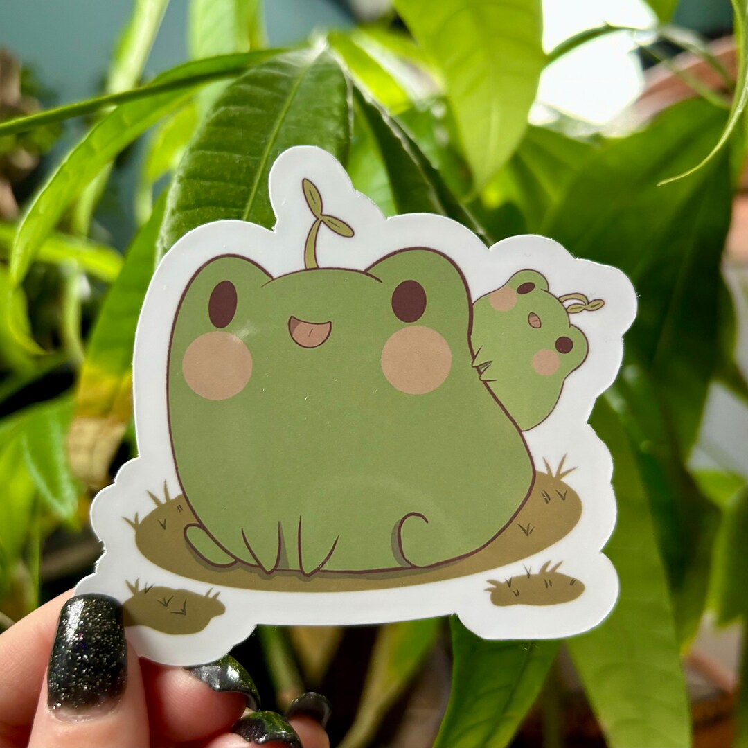 Frog With Baby Frog Sticker | Cute Waterproof Vinyl Frog Design - Etsy