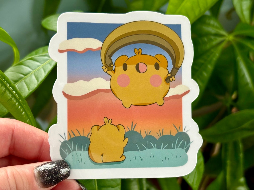 Kawaii Frog Bum Sticker | Cute Happy Frog Flying Sticker | Funny Frog ...