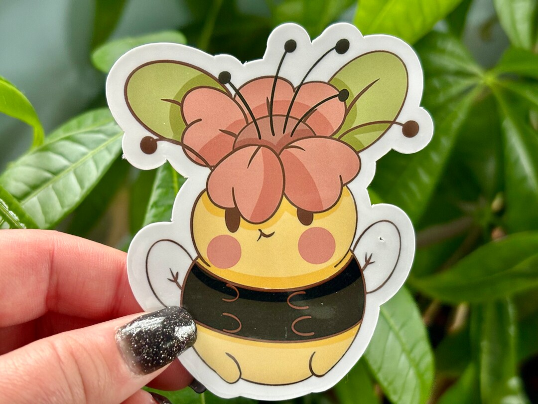 Bee Sticker Kawaii Bee Sticker Bee Wearing Flower Hat Vinyl Sticker ...