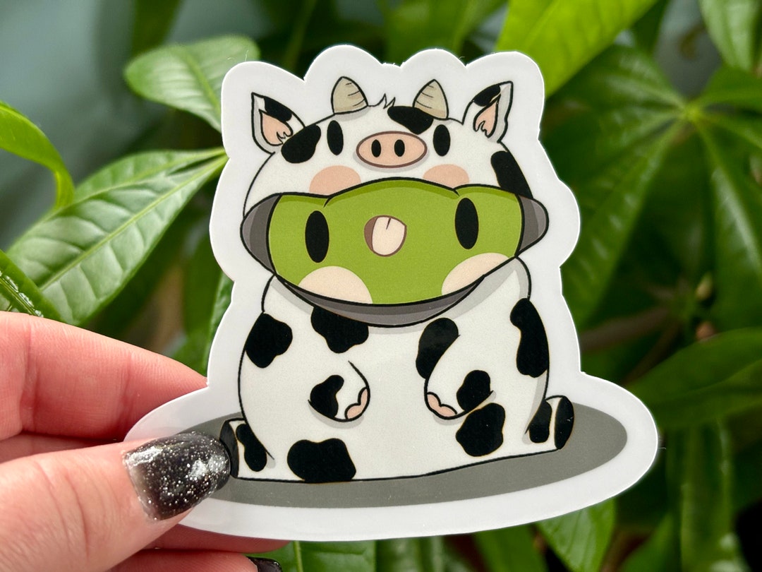 Cute Frog in Cow Costume Sticker | Kawaii Frog and Cow Design | Water ...