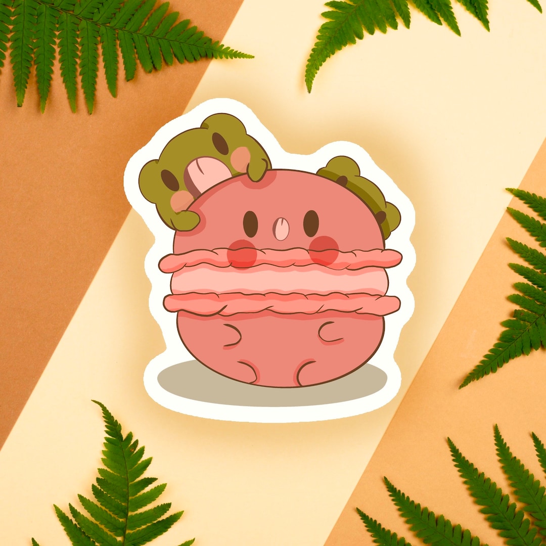 Froggy Macaron Sticker Glossy Sticker Waterproof Sticker Frogs Food ...