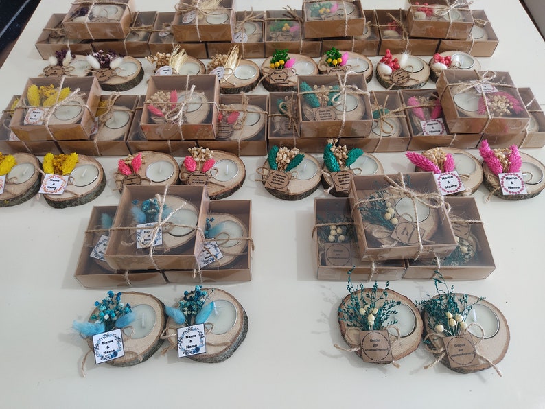 Custom Wood Tealight Holders Wedding Party Favors for Guests - Etsy