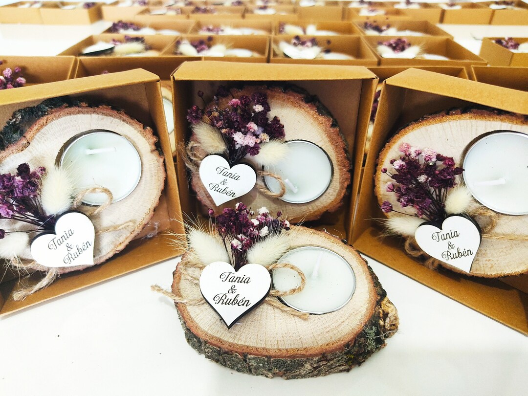 Custom Wood Tealight Holders Wedding Party Favors for Guests Bulk ...