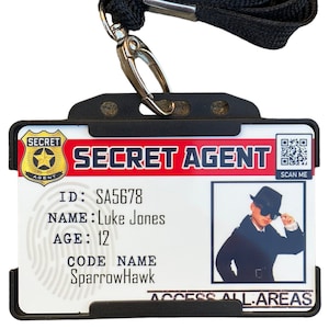 Secret Agent / Spy ID Card, Children - Personalised With Name and Photo ...