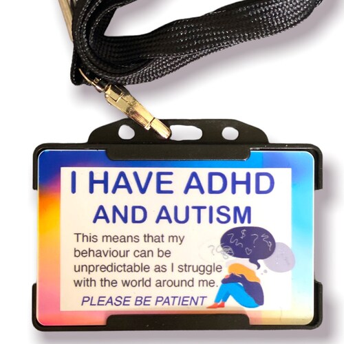 I Have ADHD and Autism Disability ID Card & Lanyard 8 - Etsy
