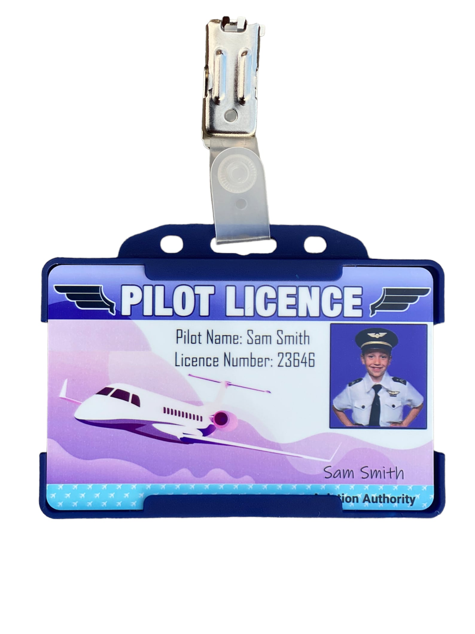 Children / Child Pilot Roleplay ID Card With Blue Lanyard ...