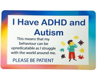 I Have ADHD and Autism Disability ID Card & Lanyard 8 Colours - Etsy