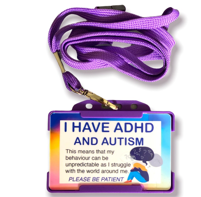I Have ADHD and Autism Disability ID Card & Lanyard 8 - Etsy UK