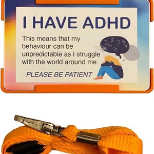 ADHD Awareness / Acceptance- I Have ADHD Disability ID Card and Lanyard ...