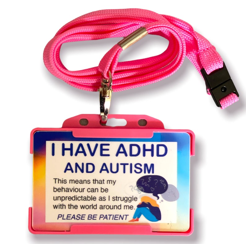 I Have ADHD and Autism Disability ID Card & Lanyard 8 - Etsy UK