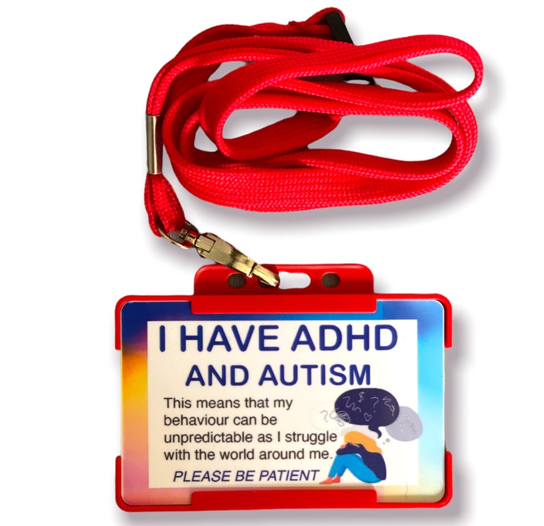 I Have ADHD and Autism Disability ID Card & Lanyard 8 - Etsy