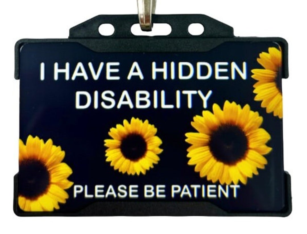 Black Hidden Health Condition Disability Awareness Card and Lanyard ...