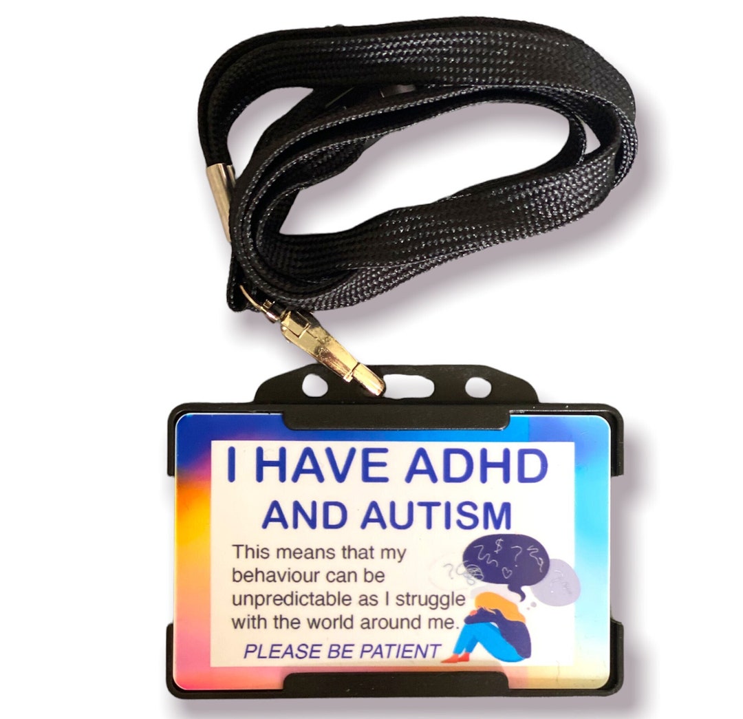 I Have ADHD and Autism Disability ID Card & Lanyard 8 - Etsy