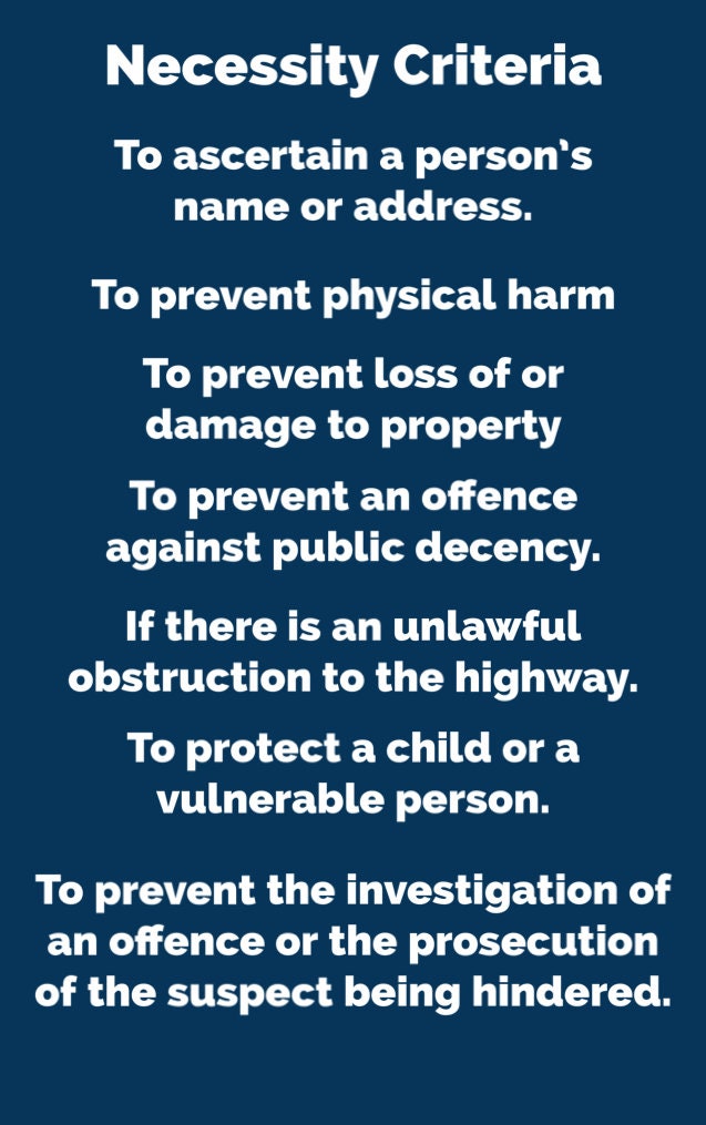 Police Officer Help Card - Go Wisely and Necessity Criteria - New ...