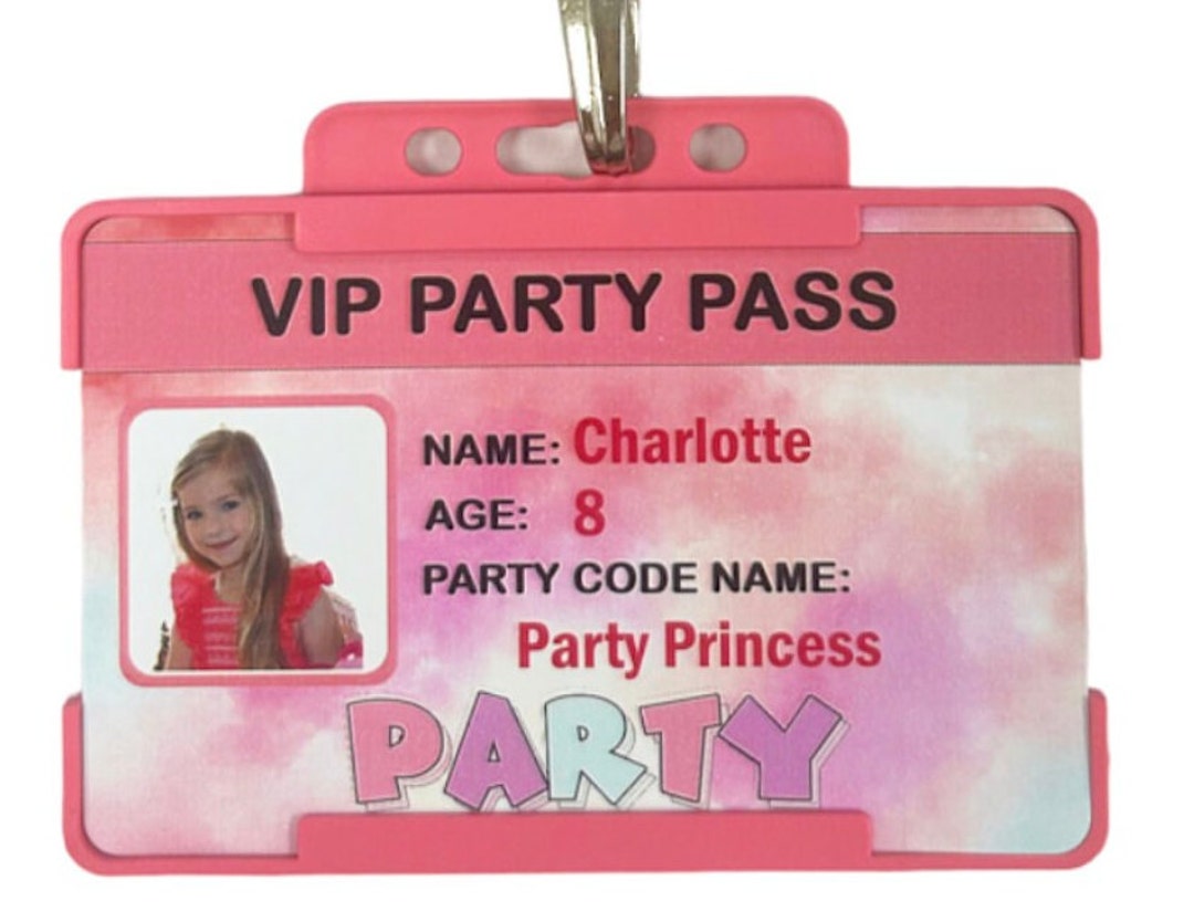 VIP Party Pass ID Card Children Personalised Photo Novelty Toy - Etsy UK