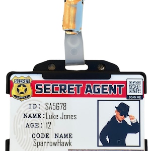 Secret Agent / Spy ID Card, Children - Personalised With Name and Photo ...