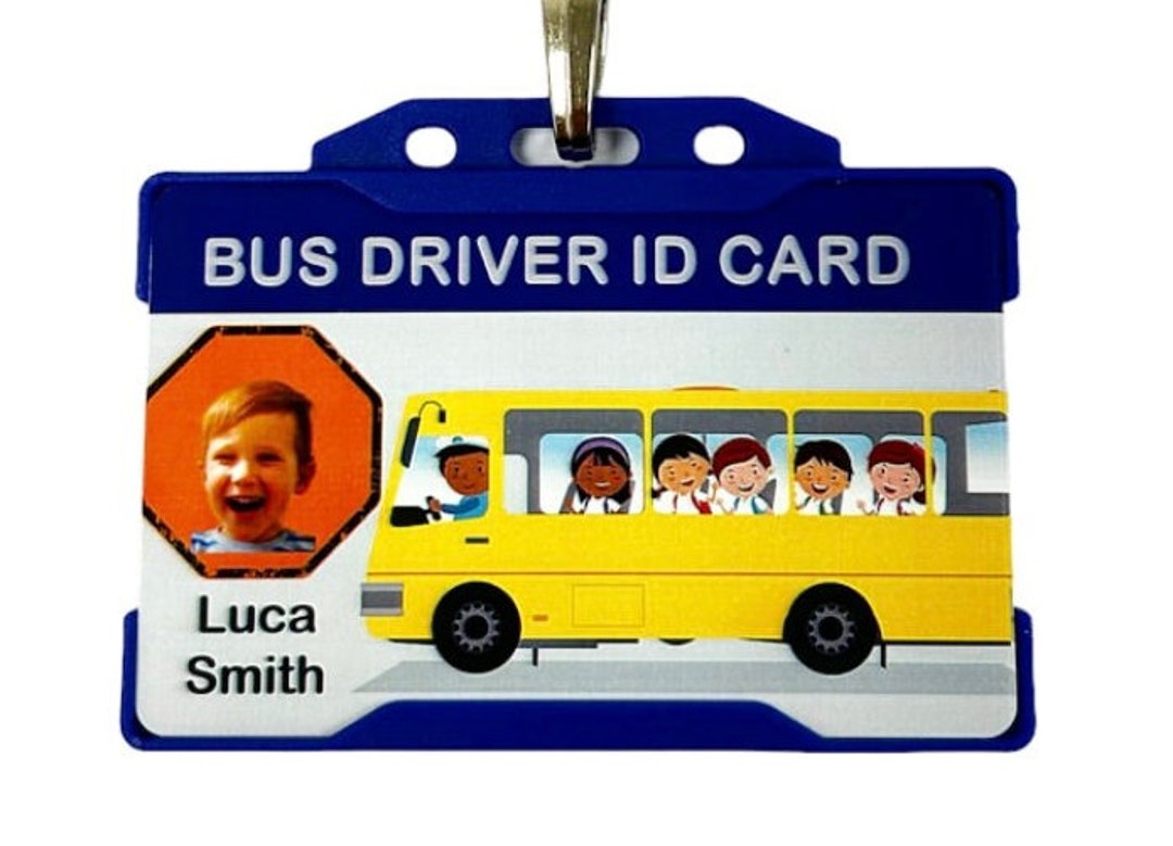 Children / Child Bus Driver Roleplay ID Card With Orange Lanyard ...