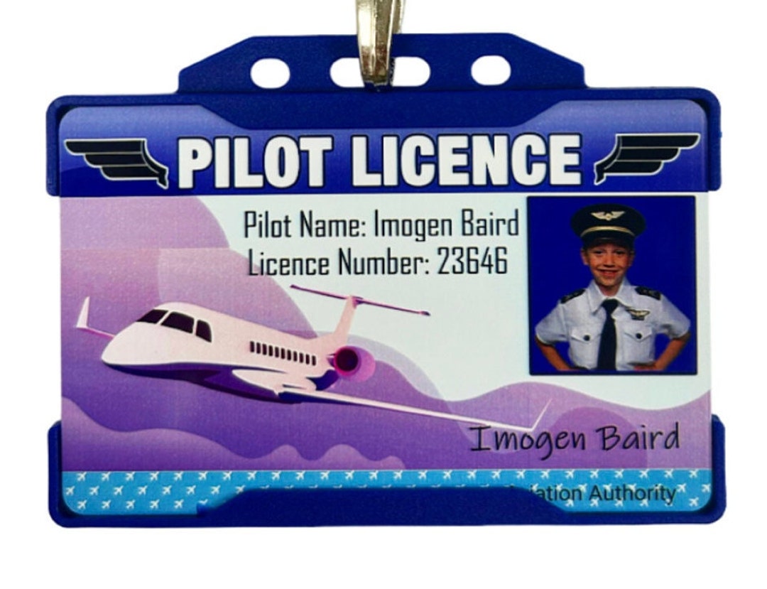 Children / Child Pilot Roleplay ID Card With Blue Lanyard ...
