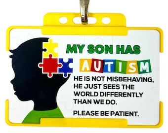 I Have Autism / is Autistic Disability ID Card & Lanyard 7 Colours ...